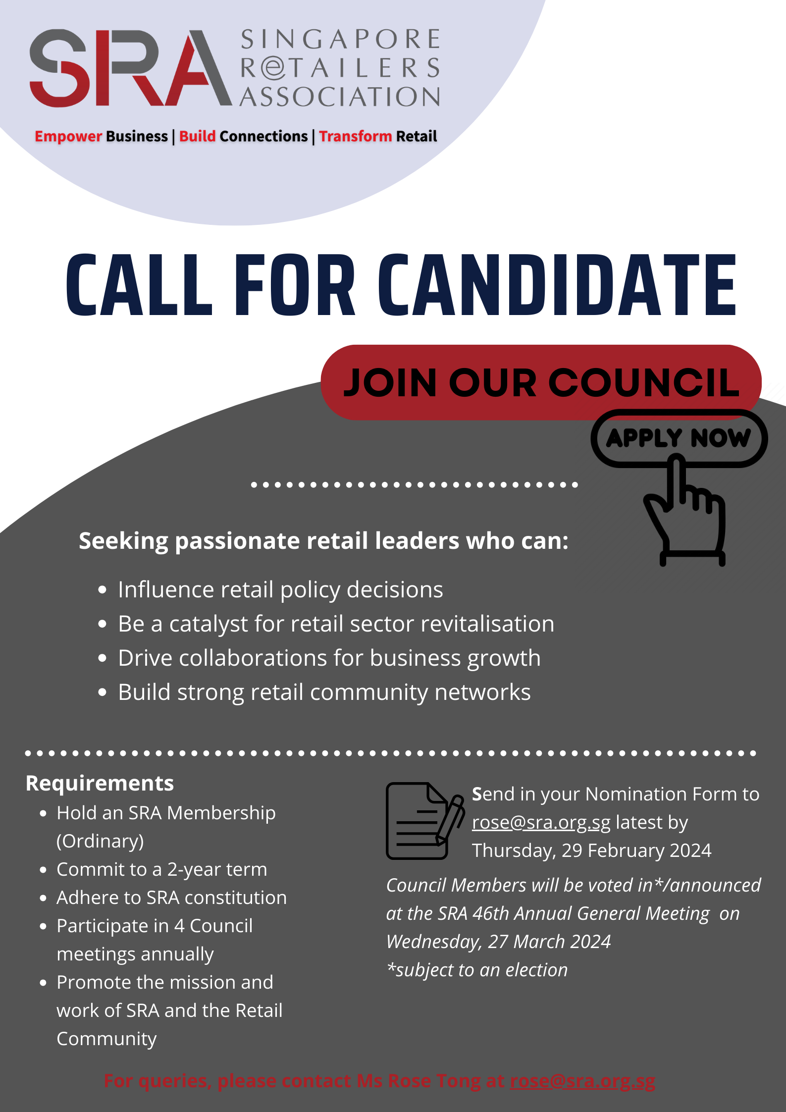 Call for Candidates - SRA Council FY2024-2026 - Singapore Retailers ...